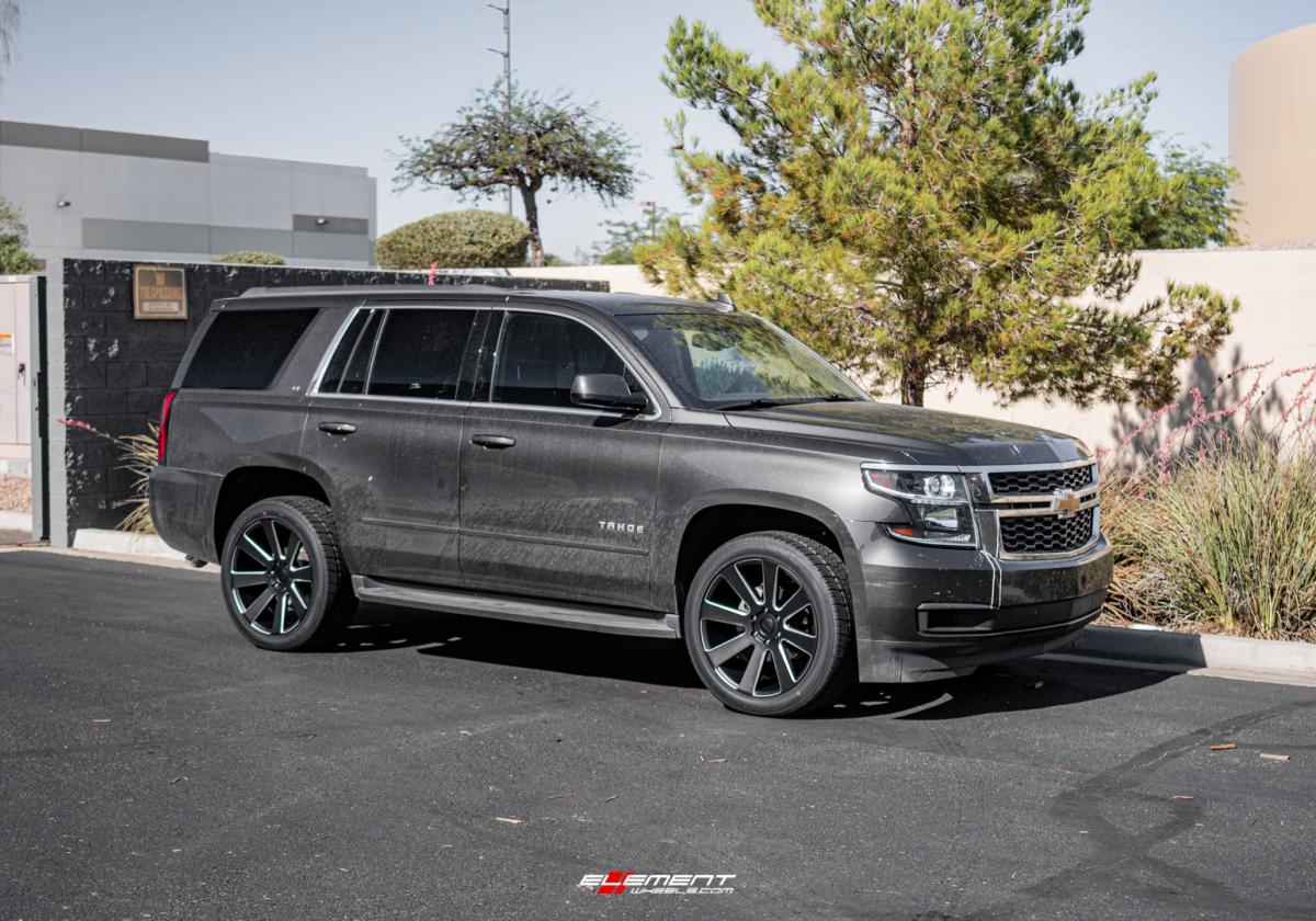 22 inch Dub 8-Ball Matte Black Milled S187 on a 2017 Chevrolet Tahoe LT ...