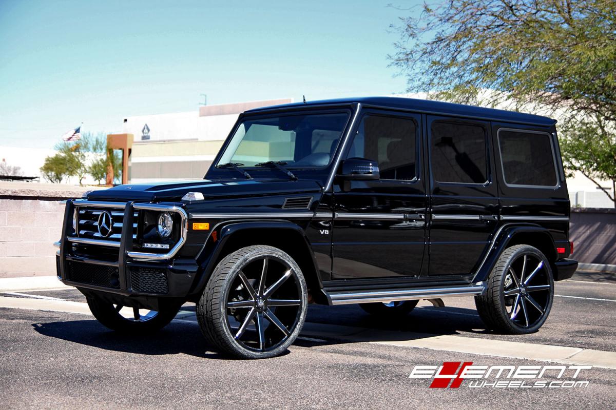24 inch DUB Push Gloss Black Milled on 2016 Mercedes G Wagon G550 w ...