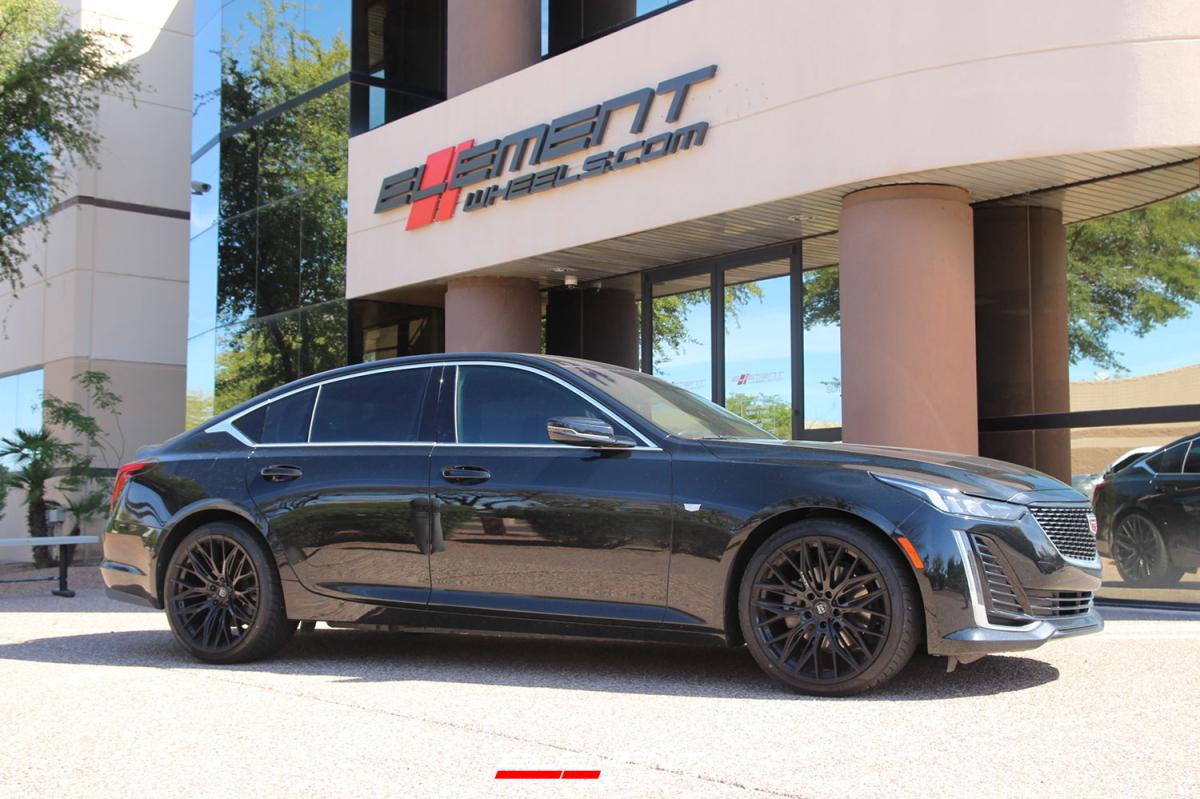 20 inch Staggered Lexani Aries Full Gloss Black on a 2020 Cadillac CT5 Sedan | Element Wheels